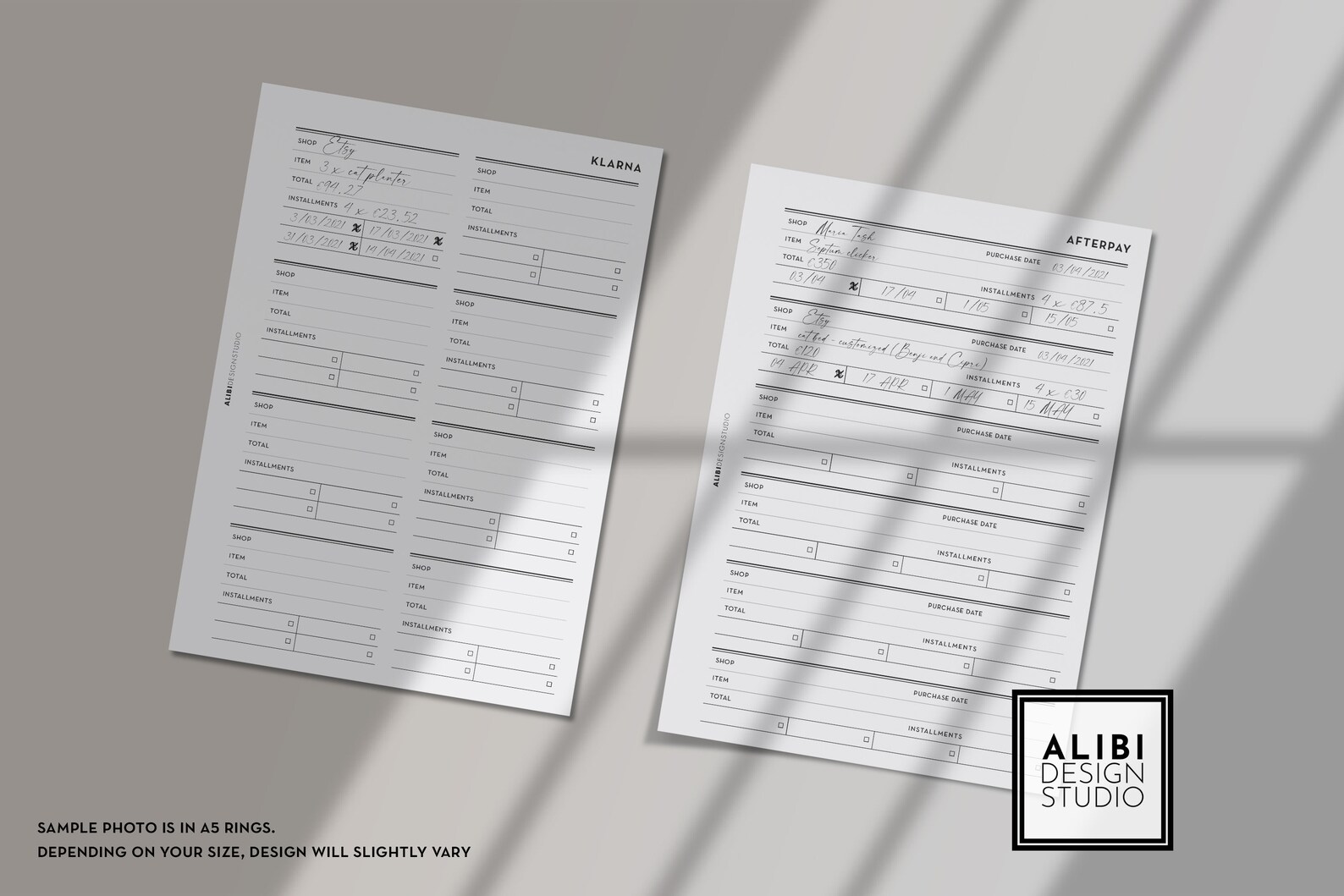 A5 Afterpay Payment Tracker Financial Planner A5 Planner | Etsy