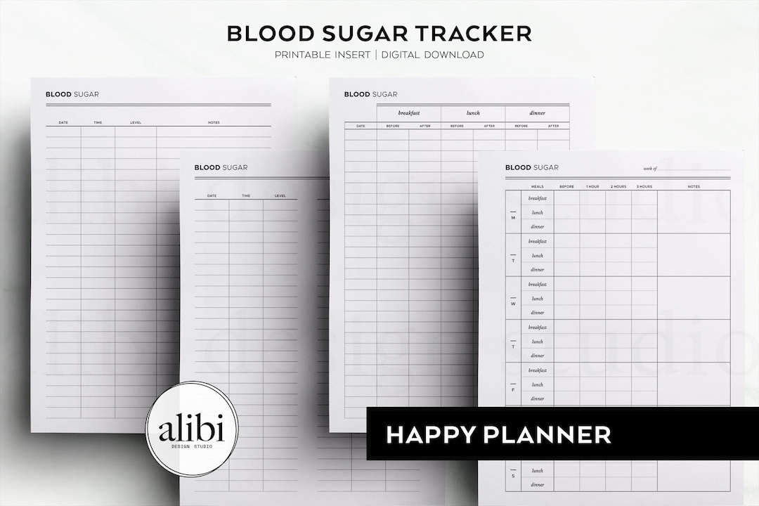 Happy Planner Printable Blood Sugar Tracker Diabetes Log PCOS ...