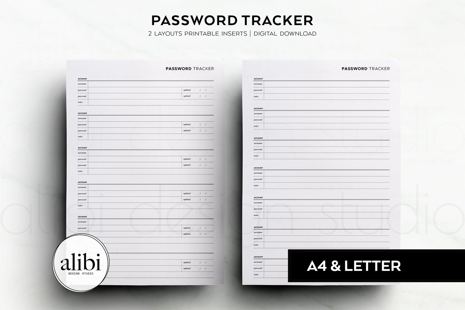 A4 and US Letter Size Password Tracker Password Manager - Etsy