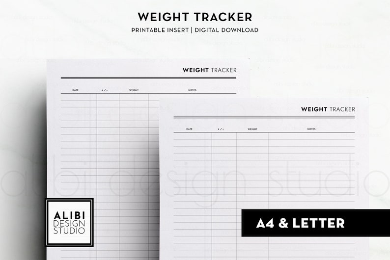 A4 and US Letter Size Weight Tracker Weight Log Printable - Etsy