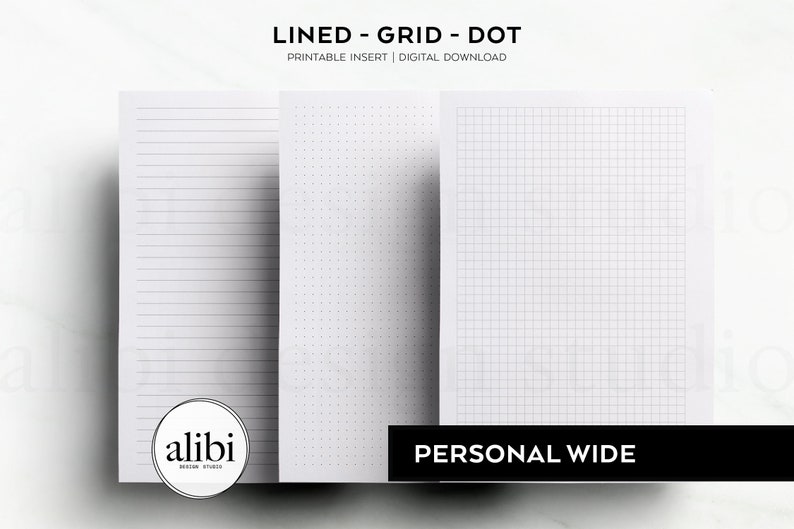 Personal WIDE Grid Paper Dot Grid Lined Paper Printables PW Printable ...