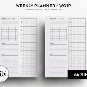 A6 Weekly Planner Week on 1 Page Monthly Calendar Week at a Glance ...
