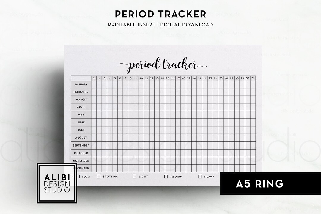 A5 Period Tracker Menstrual Cycle Printable Planner Insert Monthly ...