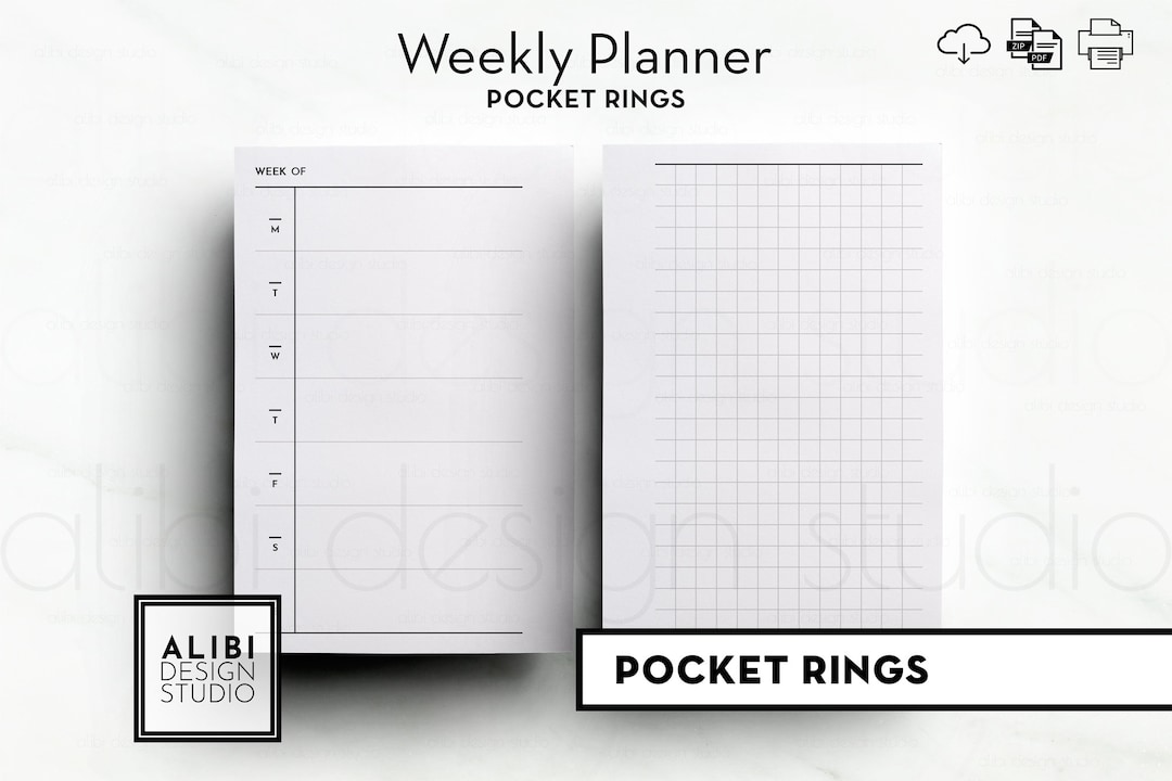 Pocket Weekly Planner Week at a Glance Pocket Printable Planner Inserts ...