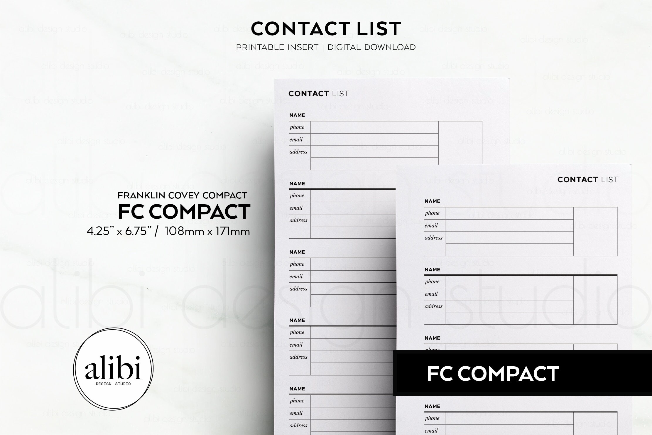 FC Compact Contact List Planner Inserts Contact Information - Etsy