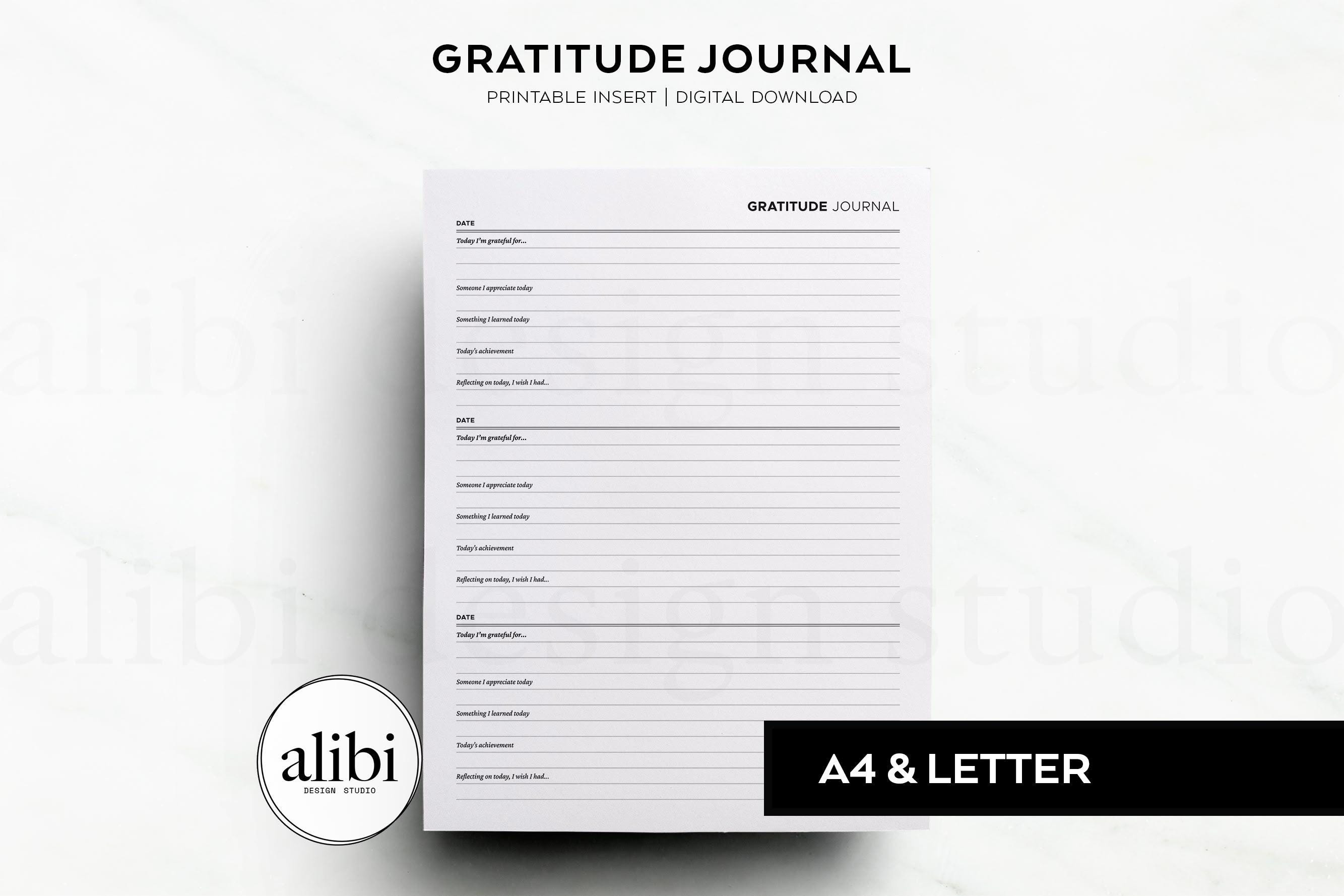 A4 and US Letter Size Printable Gratitude Journal Daily Reflection Self ...