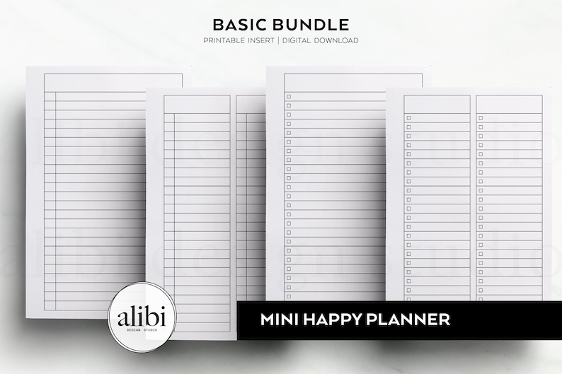 HP MINI Essential Printable Inserts MINI Happy Planner Printable Basic ...