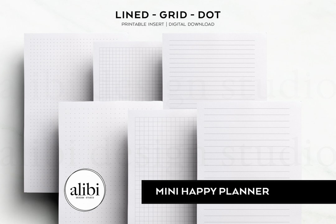 HP MINI Grid Paper Dot Grid Lined Paper Printables MINI Happy Planner ...