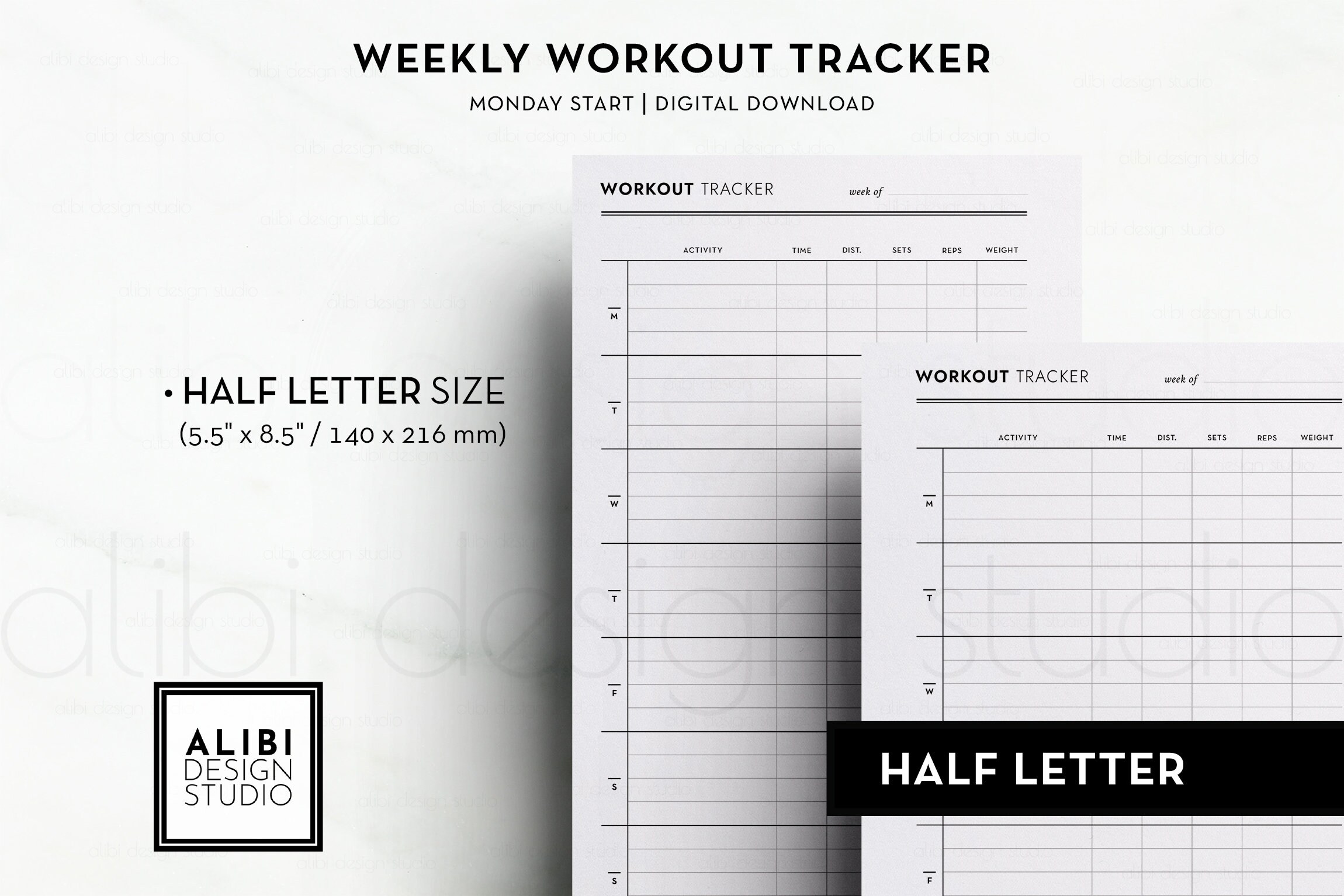 Half Letter Workout Planner Exercise Log Workout Tracker | Etsy