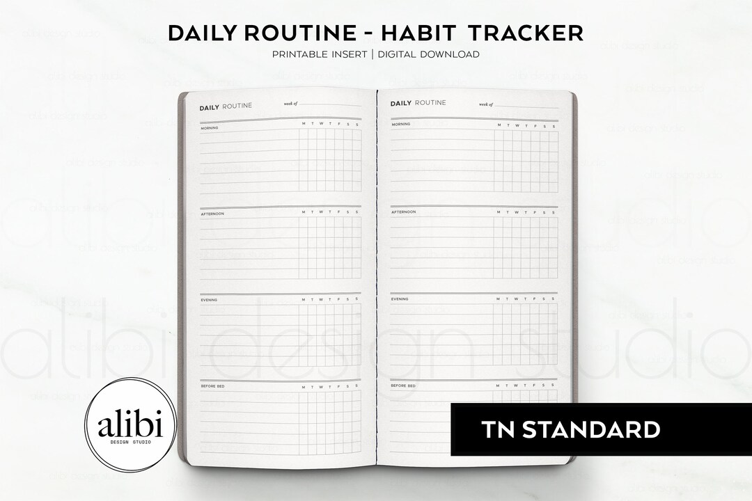 Standard TN Daily Routine Habit Tracker Weekly Planner Travelers ...