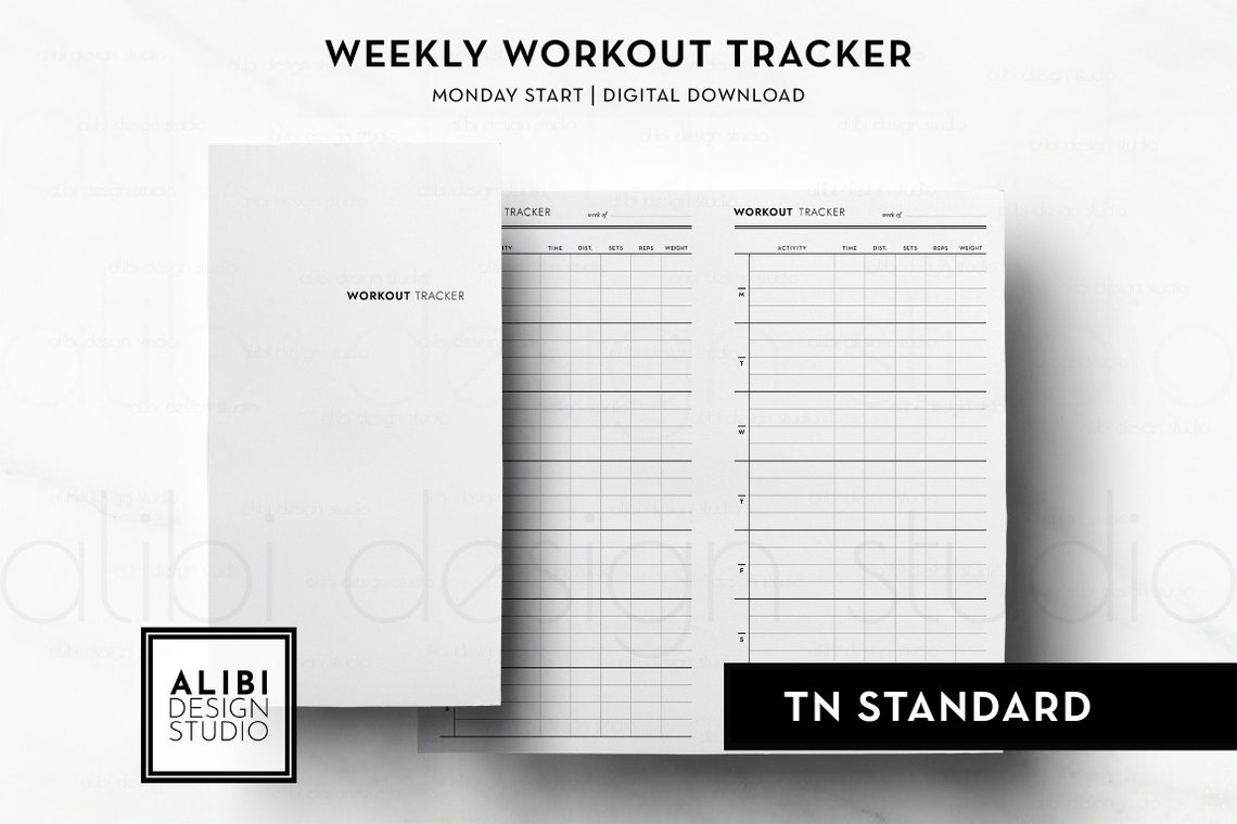 Standard TN, Workout Planner Exercise Log Workout Tracker Weekly ...