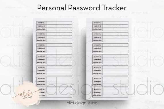 Personal Password Planner Password Tracker for Personal Ring | Etsy