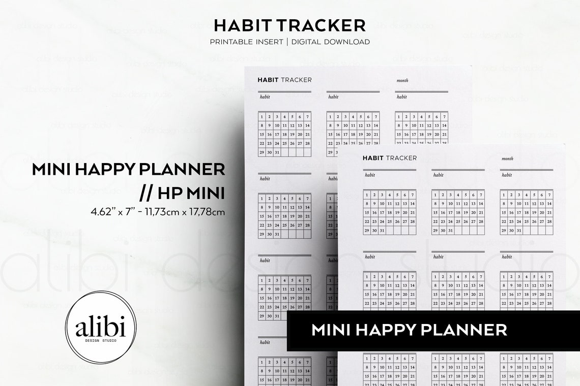 HP MINI Habit Tracker Monthly Planner MINI Happy Planner - Etsy