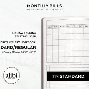 Standard TN Monthly Planner Month on 2 Pages Bill Tracker Finance ...
