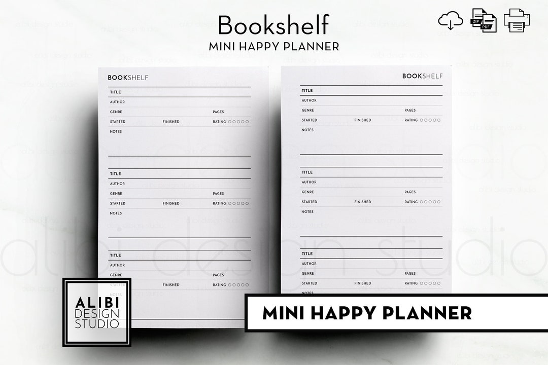 HP MINI, Bookshelf, Book List for MINI Happy Planner Printable Insert ...