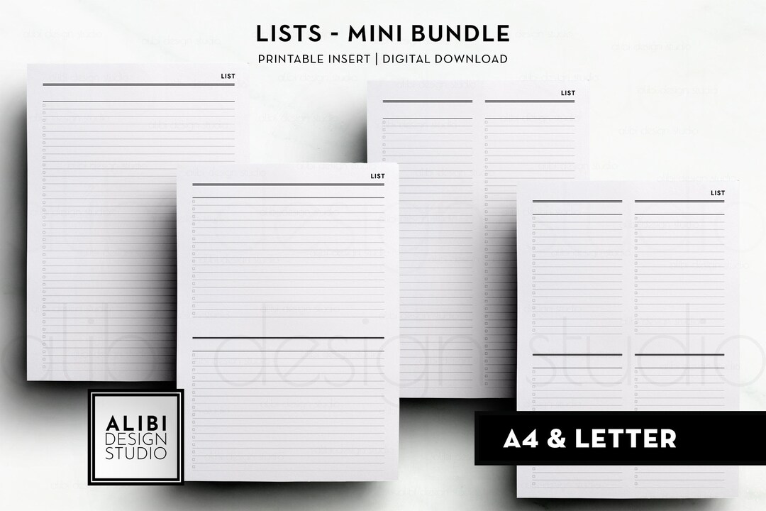 A4 and US Letter List to Do List Wishlist Grocery List Task List Get It ...
