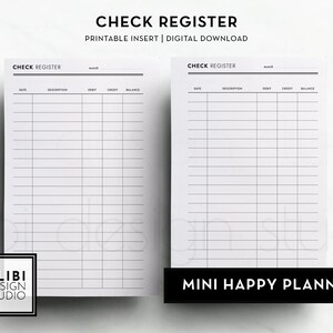 HP MINI Checkbook Register Financial Planner Budget Planner MINI Happy ...