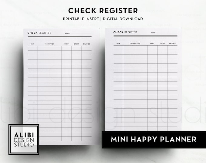 MICRO Checkbook Register Tracker Happy Planner Insert - Etsy