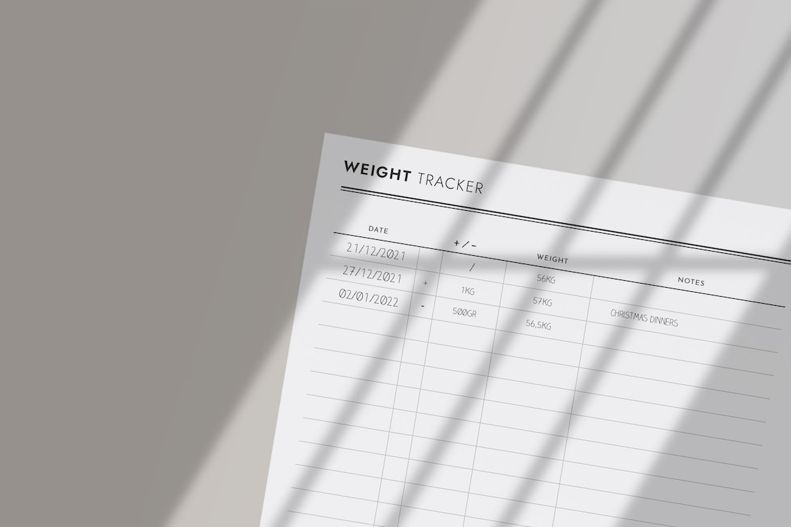A4 and US Letter Size Weight Tracker Weight Log Printable - Etsy