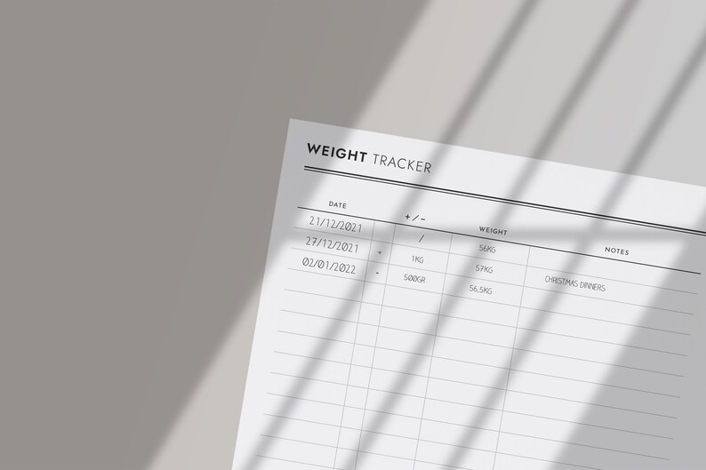 A4 and US Letter Size Weight Tracker Weight Log Printable - Etsy