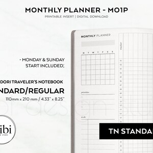 Standard TN Month at a Glance Habit Tracker Monthly Planner Traveler's ...