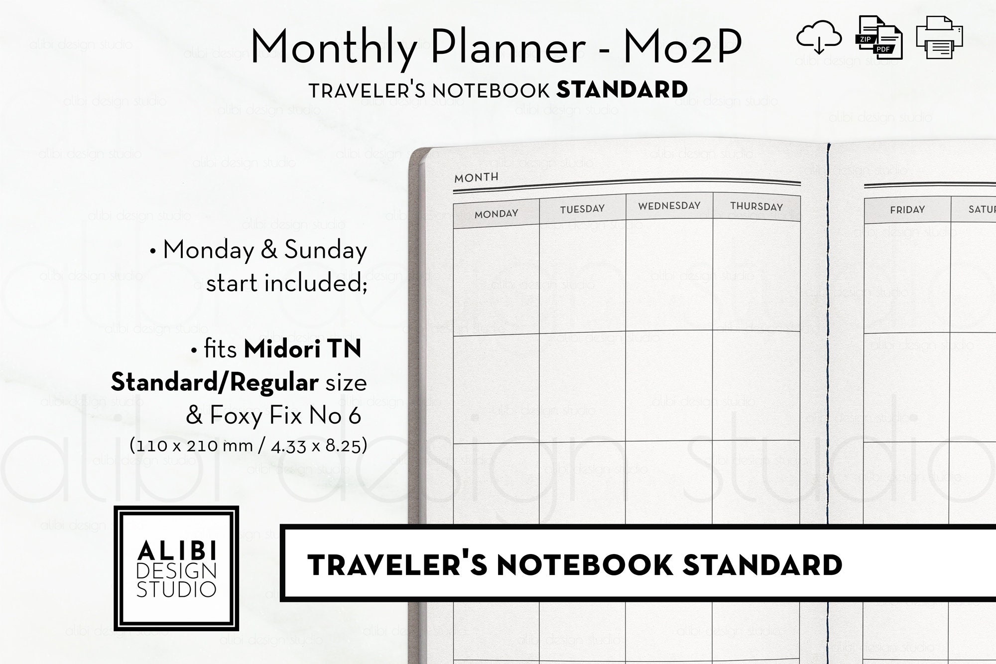 Standard TN Monthly Planner Undated Calendar Month on 2 Pages - Etsy