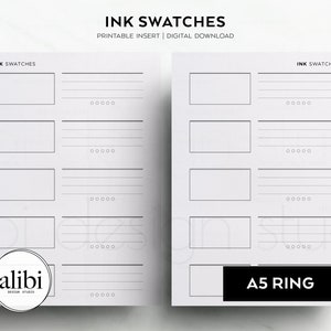 A5 Ink Swatches Printable Color Swatch Insert Swatch Card Template A5 ...