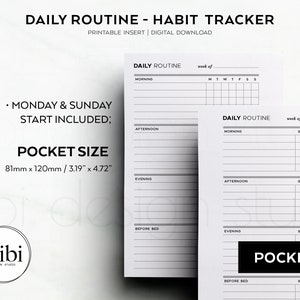 Pocket Daily Routine Habit Tracker Weekly Planner Pocket Printable ...