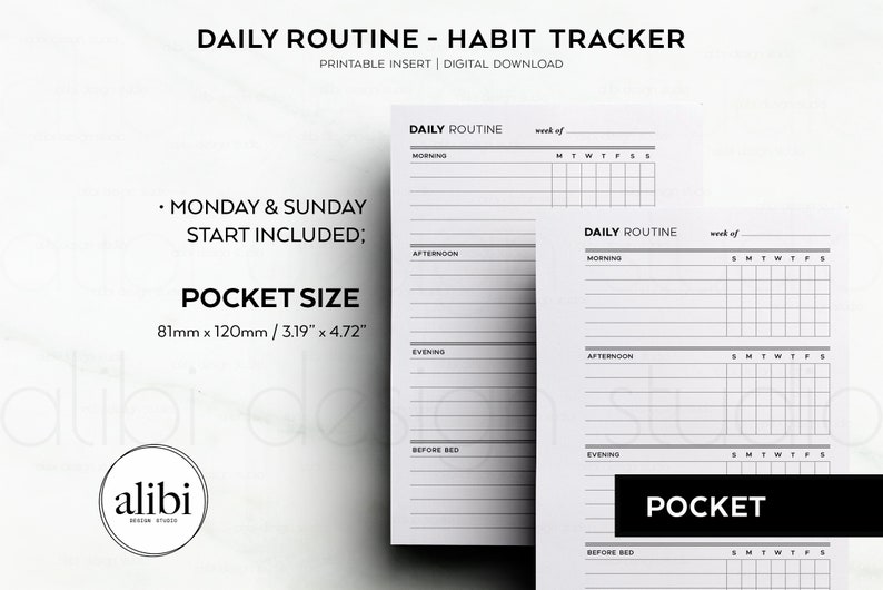 Pocket Daily Routine Habit Tracker Weekly Planner Pocket - Etsy