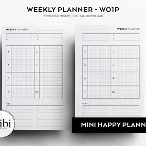 HP MINI Weekly Overview Weekly Planner Week on 1 Page Week at a Glance ...