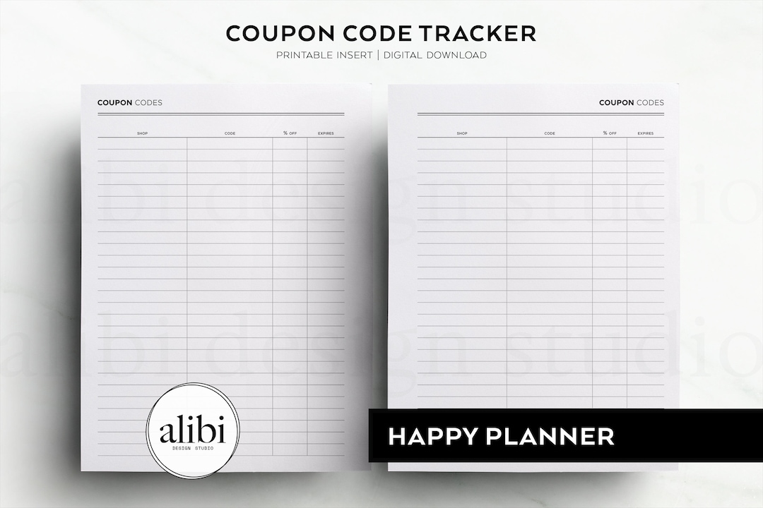 Happy Planner Printable Coupon Code Tracker Shopping Budget Planner HP ...