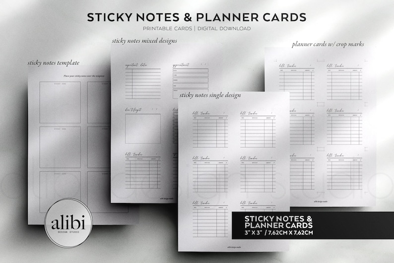 Printable Sticky Notes Printable Planner Cards 24 Designs - Etsy