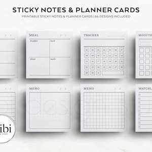 Printable Sticky Notes, Printable Planner Cards - 66 Designs ...