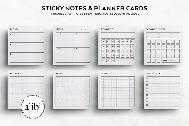 Printable Sticky Notes Printable Planner Cards 66 Designs - Etsy