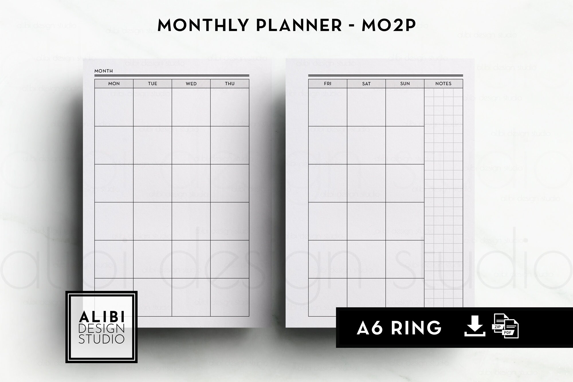 A6 Monthly Planner Undated Calendar Month on 2 Pages A6 | Etsy