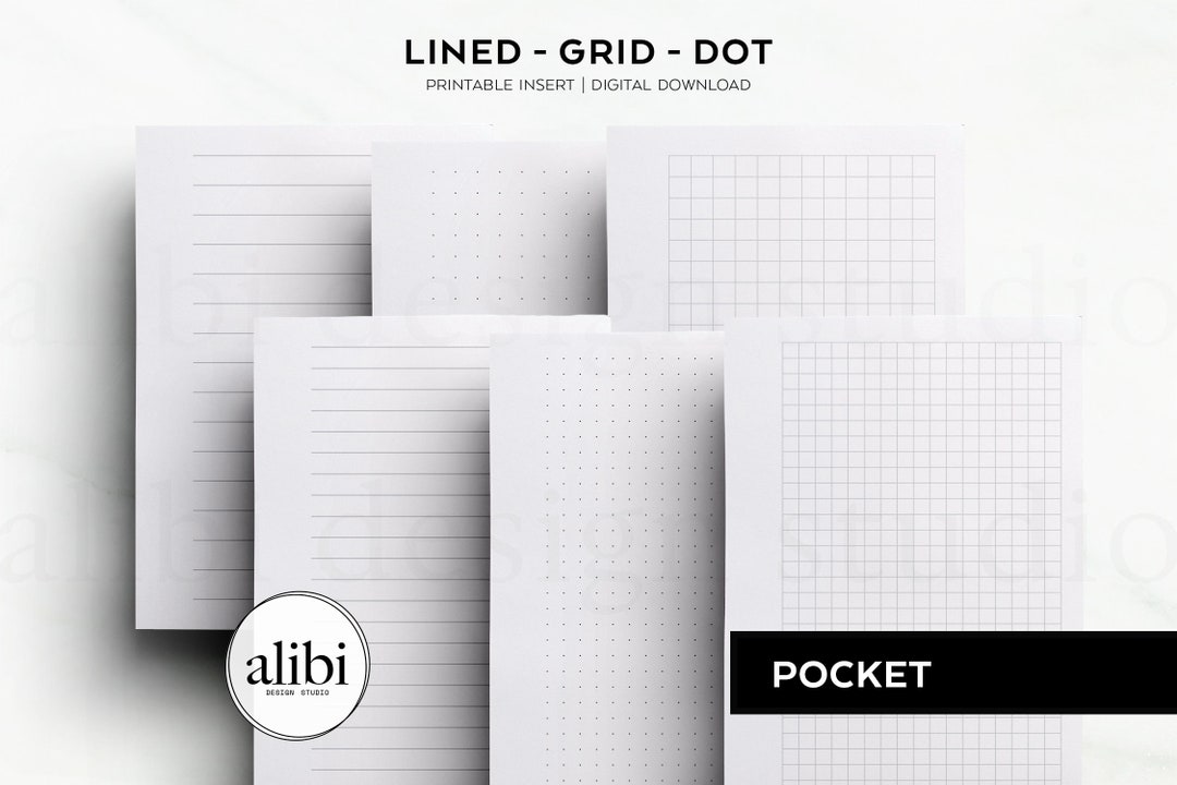 Pocket Grid Paper Dot Grid Lined Paper Printables Pocket Printable ...