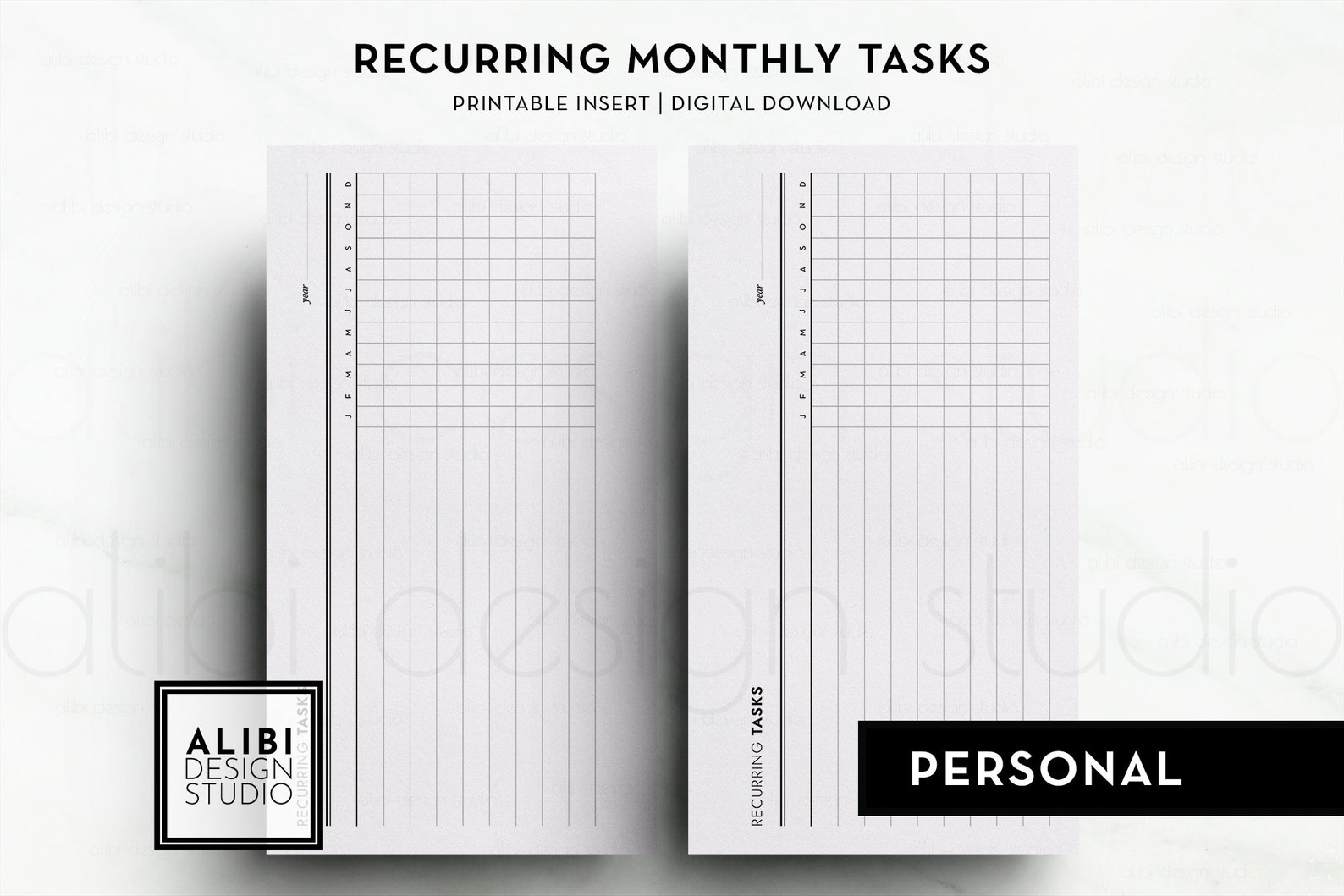 Personal Recurring Tasks Yearly Overview Personal Printable - Etsy