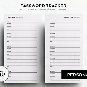 Personal Password Tracker Password Manager Emergency Planner Password ...