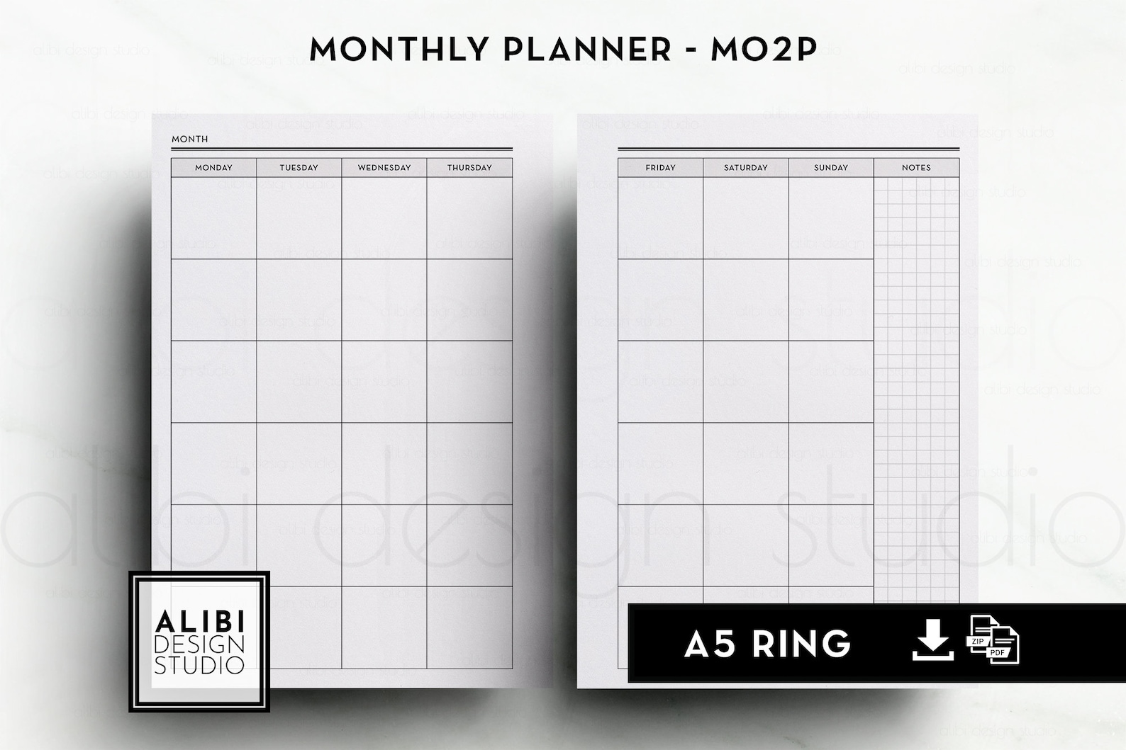 A5 Monthly Planner A5 Printable Planner Inserts Undated - Etsy
