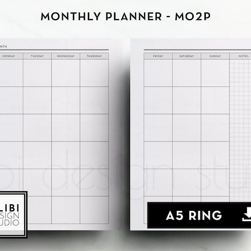 Undated Monthly Planner Printable Monthly Calendar Inserts - Etsy