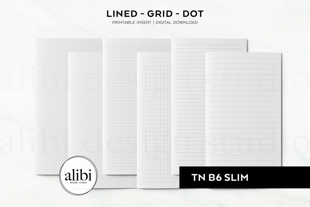 B6 SLIM TN Grid Paper Dot Grid Lined Paper Printables Travelers ...