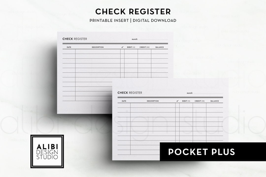 Pocket Plus, Printable Checkbook Register Financial Planner Budget ...