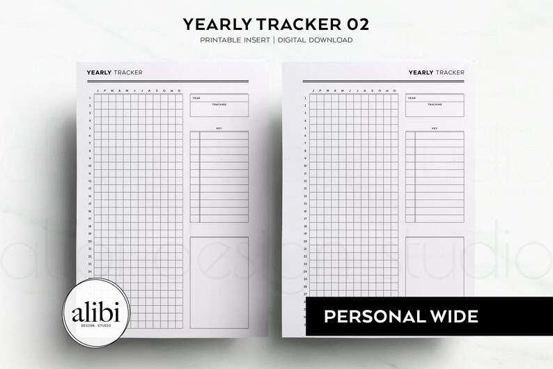Personal WIDE Year Tracker Habit Tracker Yearly Overview Mood - Etsy