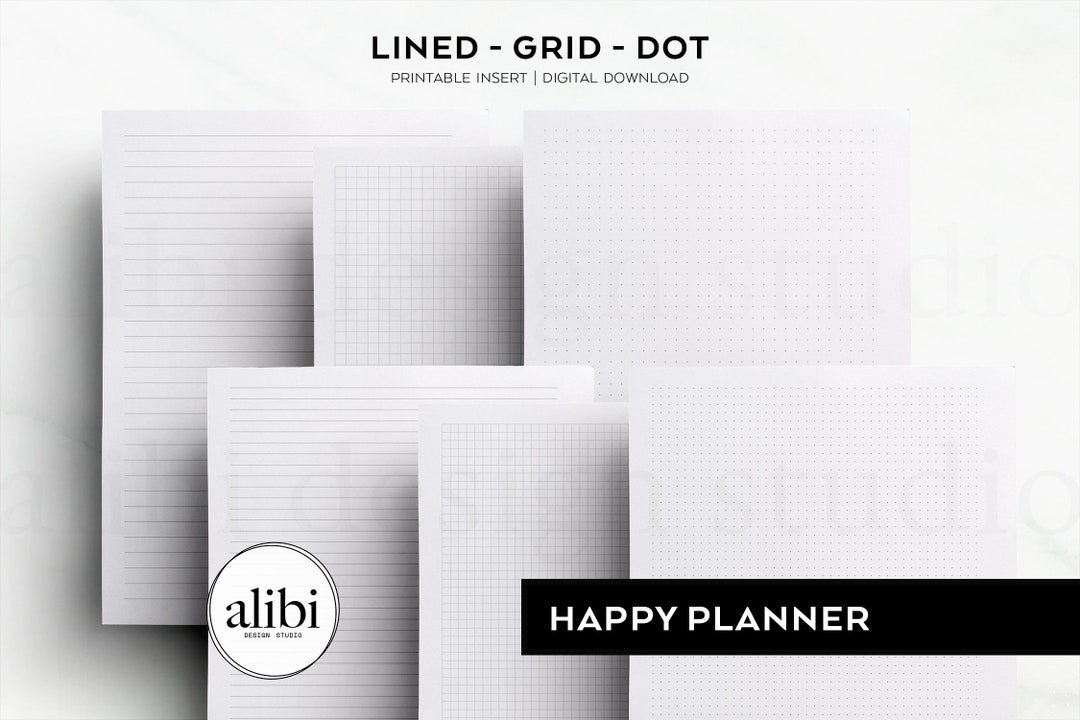 Happy Planner Grid Paper Dot Grid Lined Paper Printables HP Classic ...