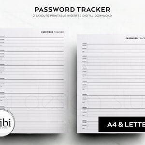 A4 and US Letter Size Password Tracker Password Manager - Etsy