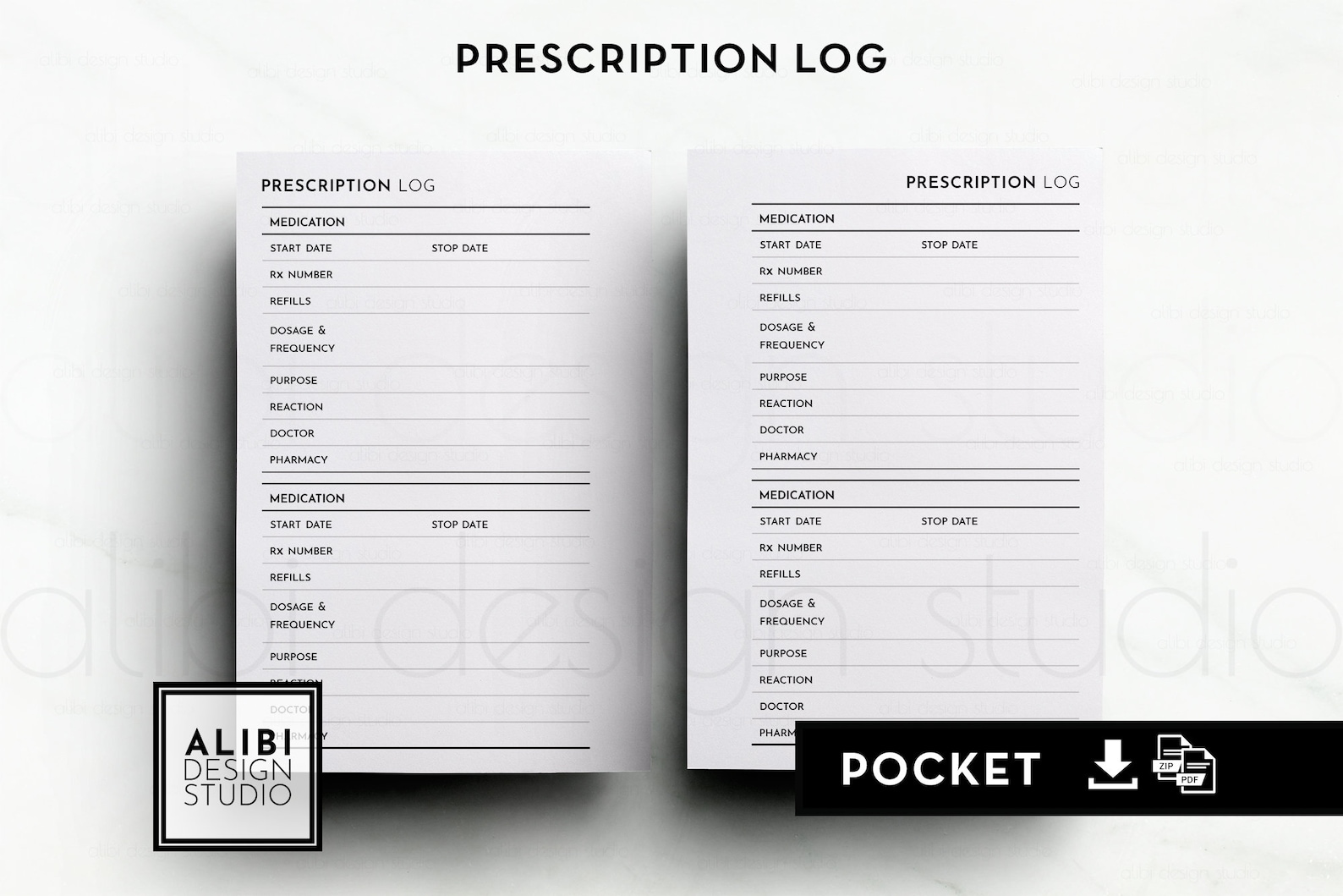 Pocket Prescription Log Prescription Tracker Pocket Printable - Etsy