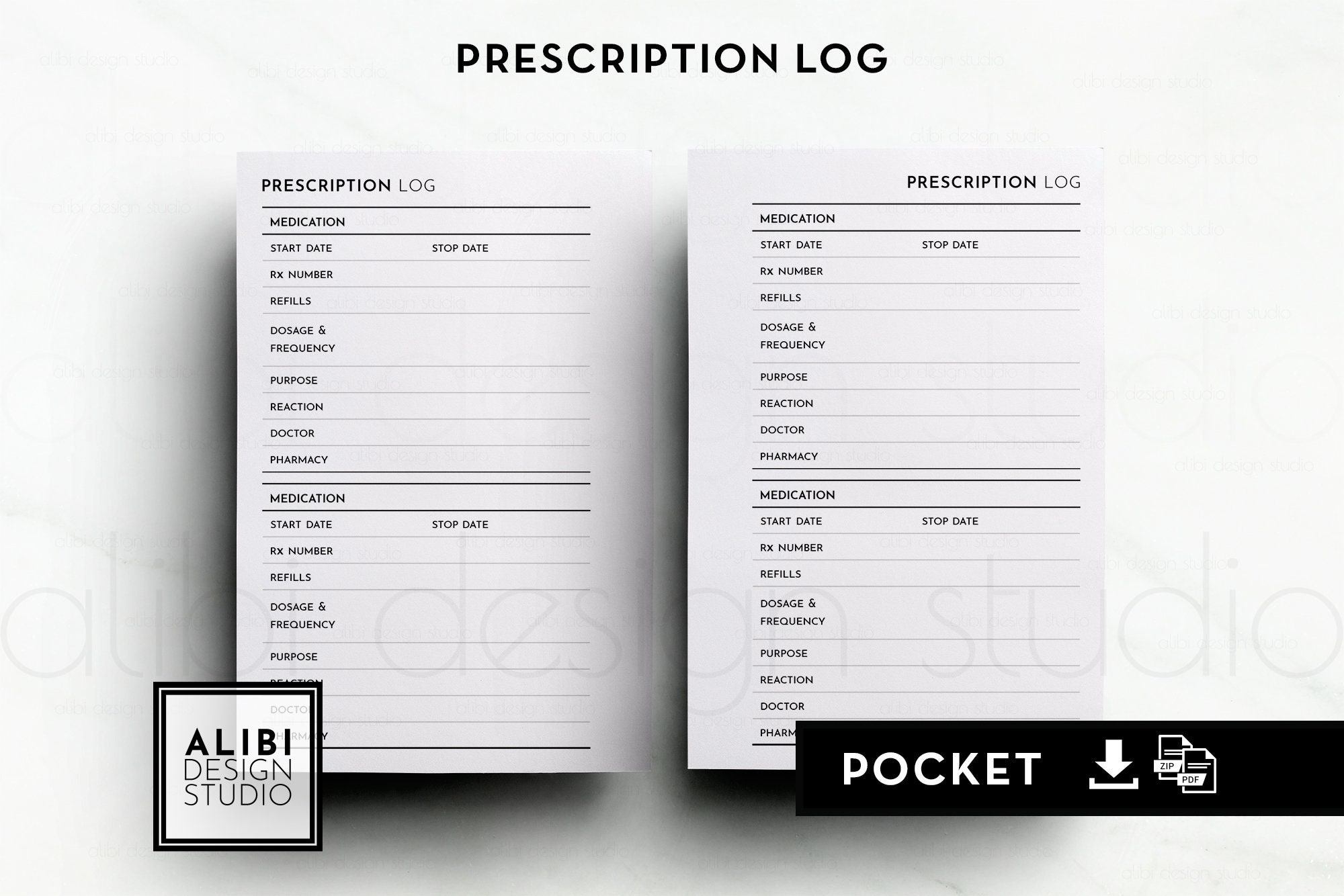 Pocket Prescription Log Prescription Tracker Pocket Printable | Etsy