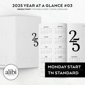 Standard TN 2025 Year at a Glance Planner Dashboard Printable Calendar ...
