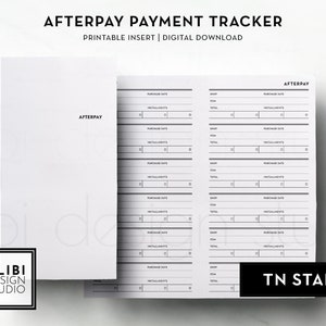 Standard TN, Afterpay Payment Tracker Travelers Notebook Financial ...