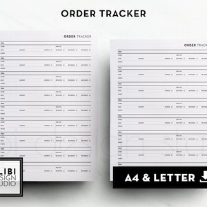 A4 Letter Online Order Tracker Minimal Purchase Tracker Purchase Log ...